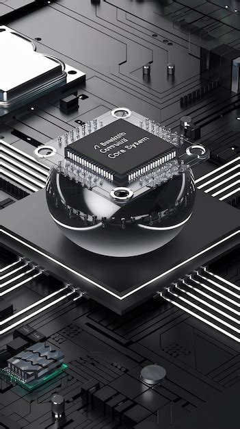 Circuit Board System Chip With Core Processor Spherical Computer Motherboard With Cpu Isolated