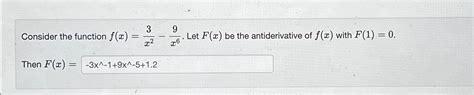 Solved Consider The Function F X 3x2 9x6 Let F X Be The Chegg Com