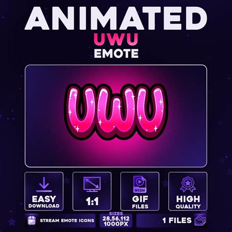 Animated Uwu Text Emote Cute Pink Kawaii Reaction Emote For Twitch