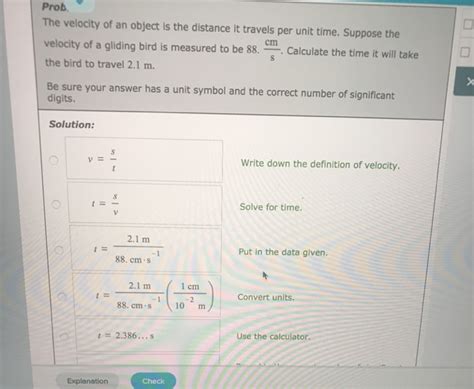 solved prob the velocity of an object is the distance it