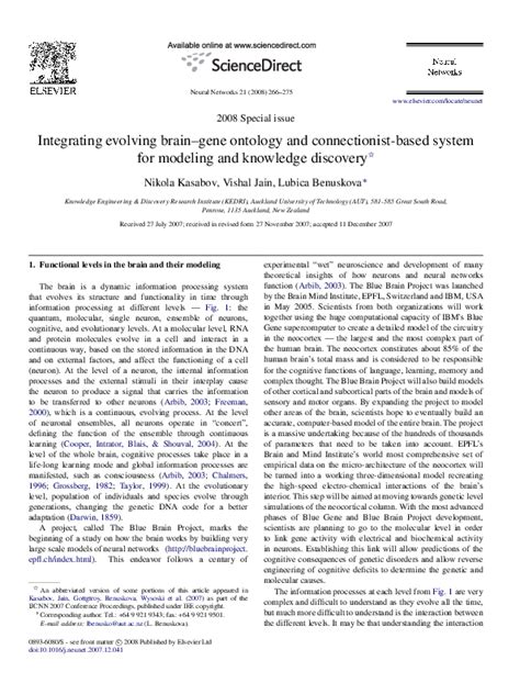 Pdf Integrating Evolving Brain Gene Ontology And Connectionist Based