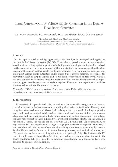 Pdf Input Current Output Voltage Ripple Mitigation In The Double Dual Boost Converter