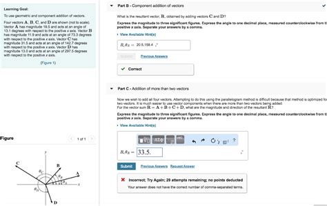 Solved Part B Component Addition Of Vectors Learning Goal To