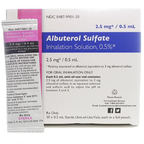 Albuterol 0 5 Inhalation Solution 2 5mg 0 5ml 30 Vials