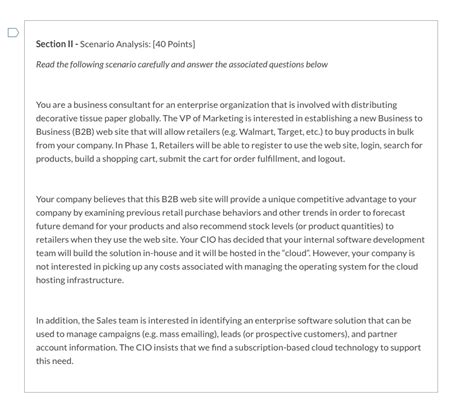 solved section ii scenario analysis [40 points] read the