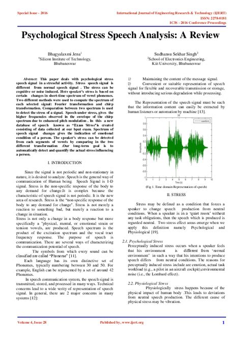 Pdf Psychological Stress Speech Analysis A Review