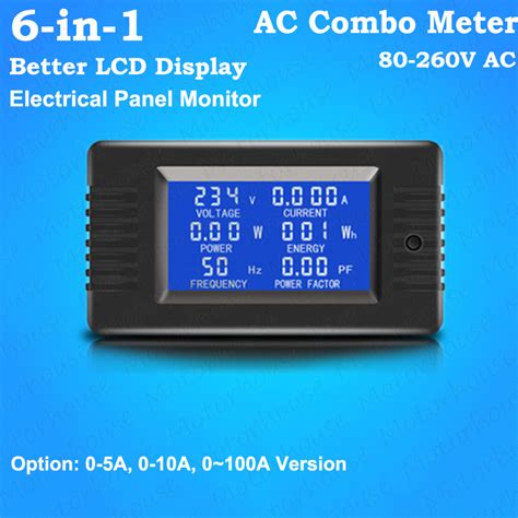 Lcd Ac Combo Meter Voltage Current Volt Amp Kwh Watt Power Monitor Panel Tester Ebay