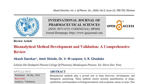 Bioanalytical Method Development And Validation A Comprehensive Review
