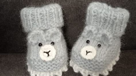 пинетки мишки спицами часть 2 Youtube Вязание для ребенка Вязаные детские сандалии