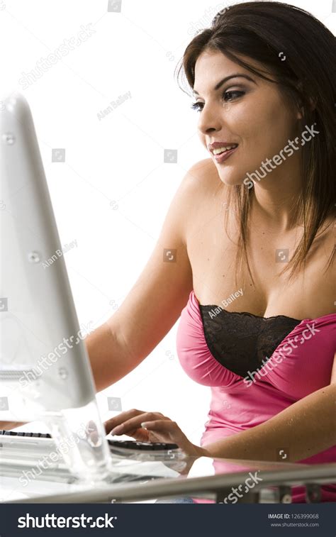 Sexy Woman Working Computer Stock Photo 126399068 Shutterstock