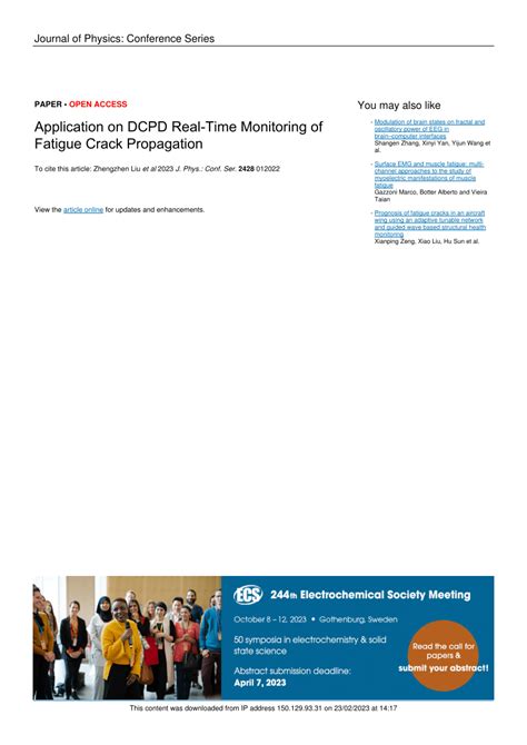 Pdf Application On Dcpd Real Time Monitoring Of Fatigue Crack Propagation