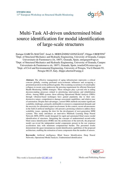 Pdf Multi Task Ai Driven Undetermined Blind Source Identification For Modal Identification Of
