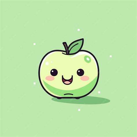 Premium Vector Cute Kawaii Apple Chibi Mascot Vector Cartoon Style