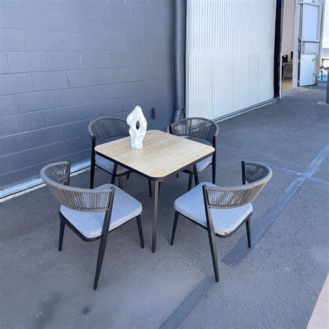 Caldey 5 Piece Outdoor Dining Set Stylish Grey Treasurebox