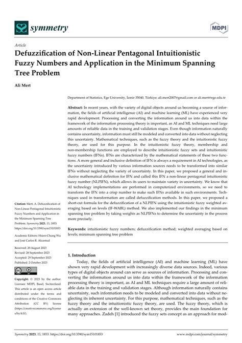 Pdf Defuzzification Of Non Linear Pentagonal Intuitionistic Fuzzy
