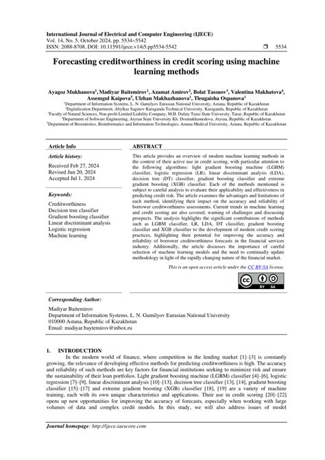 Pdf Forecasting Creditworthiness In Credit Scoring Using Machine