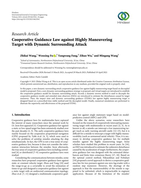 Pdf Cooperative Guidance Law Against Highly Maneuvering Target With Dynamic Surrounding Attack