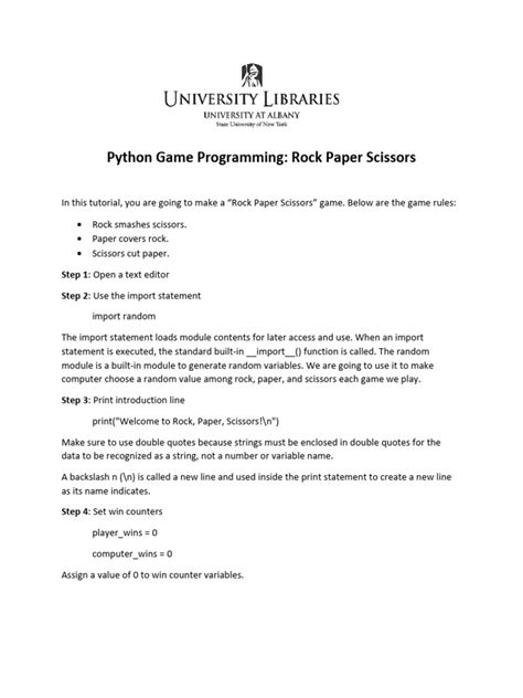 Python Game Design Rock Paper Scissors Pdf Control Flow