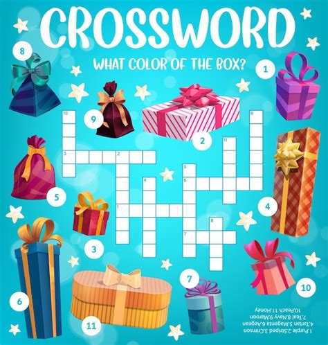 생일 및 크리스마스 선물 크로스워드 퍼즐 게임 프리미엄 벡터