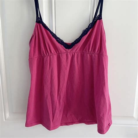 Pink And Blue Lace Cami Tank Top Size Depop