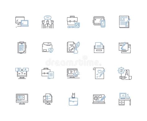 Research Writing Line Icons Collection Investigate Experiment Analyze Synthesize Interpret
