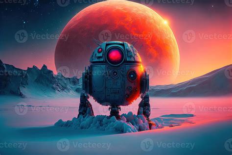 Frozen Robot On Ice Planet Illustration Stock Photo At Vecteezy