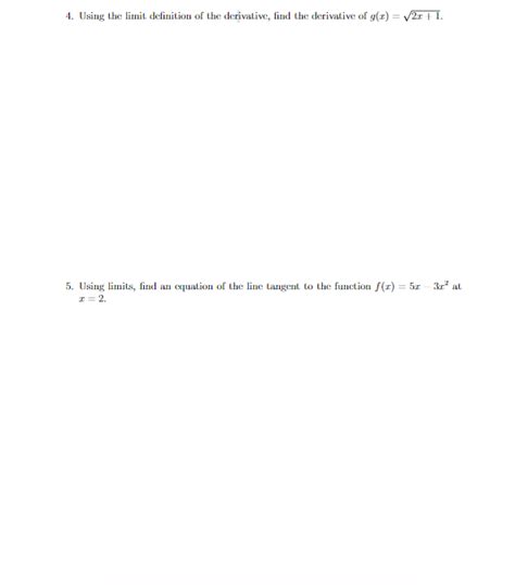 Solved Using The Limit Definition Of The Derivative Find Chegg