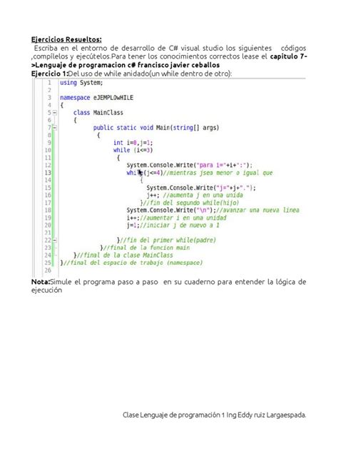 Ejercicios C Sharp Bueno Pdf Pdf Lenguaje De Programación C Sharp Lenguaje De Programación