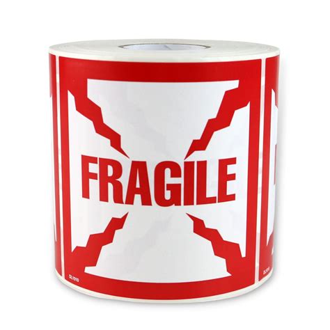 Findtape Fragile Labels Manufactured In Usa 4 In X 4 In White With Red Fragile Printing