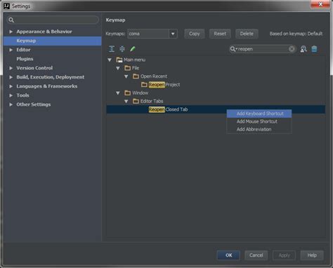 Keyboard Shortcut Key To Reopen Closed Code Editor Window Ides Support Intellij Platform