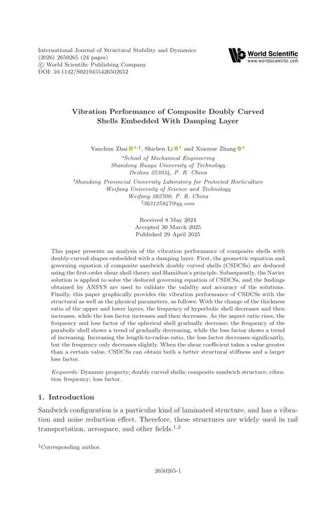 Vibration Performance Of Composite Doubly Curved Shells Embedded With Damping Layer