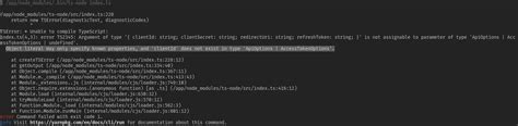 Clientid Does Not Exist In Type Apioptions Accesstokenoptions