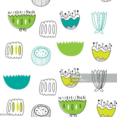 꽃 원활한 벡터 패턴입니다 스칸디나비아 배경입니다 귀여운 식물 흰색 배경 0명에 대한 스톡 벡터 아트 및 기타 이미지 0명 귀여운 꽃 나무 Istock