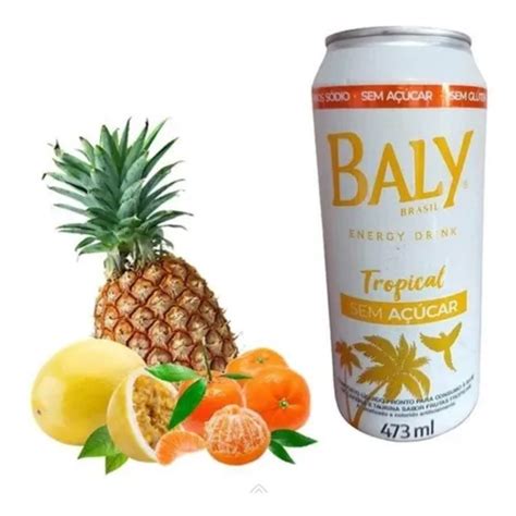 Energético Baly Tropical Sem Açúcar Latão 473ml Kit Com 4 Parcelamento Sem Juros
