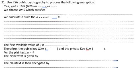Solved Use RSA Public Cryptography To Process The Chegg Com