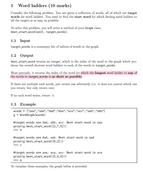 I Word Ladders 10 Marks Consider The Following