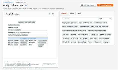 A Gist Of AWS Textract Sample Demo Data For Easy Reference And Preview