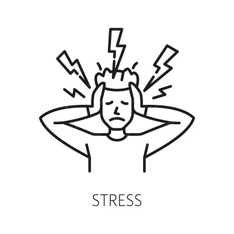 스트레스 심리적 장애 문제와 정신 건강 아이콘 ⁇ 터 개요 심리학 인간의 마음과 스트레스와 불안에 처한 사람의 정서적 상태 정신적 문제와 장애 선 기호 프리미엄 벡터