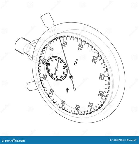 Stopwatch Or Timer Sketch Vector Stock Vector Illustration Of Outline Blueprint 101407233