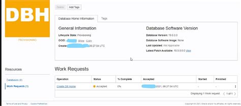 exadata cloud service creating new database home… aristadba s