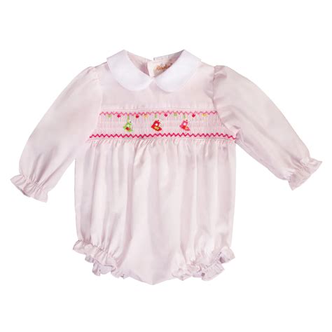 Lt Pink Stocking Smocked Bubble Belli Bambini