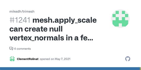 Meshapplyscale Can Create Null Vertexnormals In A Few Cases · Issue 1241 · Mikedhtrimesh