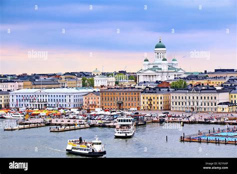 Helsinki Cityscape With Helsinki Cathedral And Market Square Finland