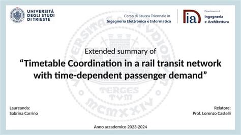 Presentation Extended Summary Of “timetable Coordination In A Rail