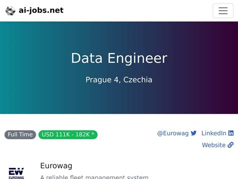 Hiring Data Engineer In Prague 4 Czechia Raimljobs