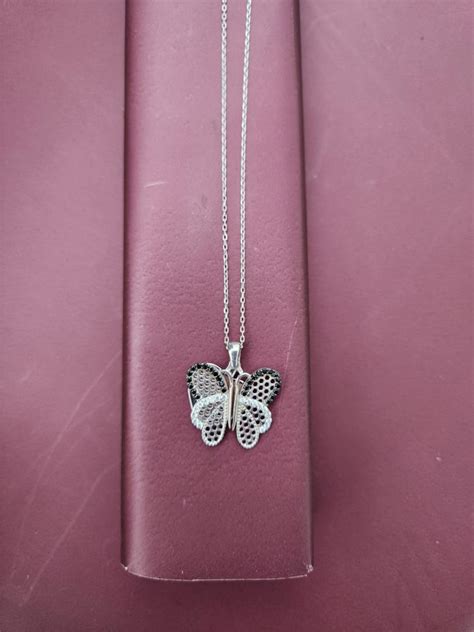 سنسال فضة حفر على شكل فراشة الاميرة والوحش للفضة