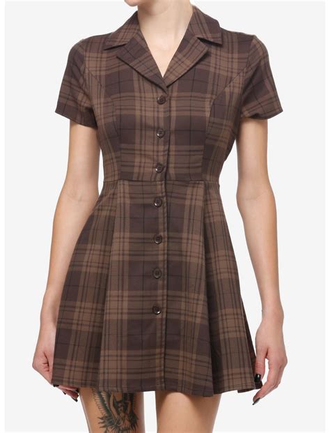 Thorn And Fable Brown Plaid Retro Dress Hot Topic