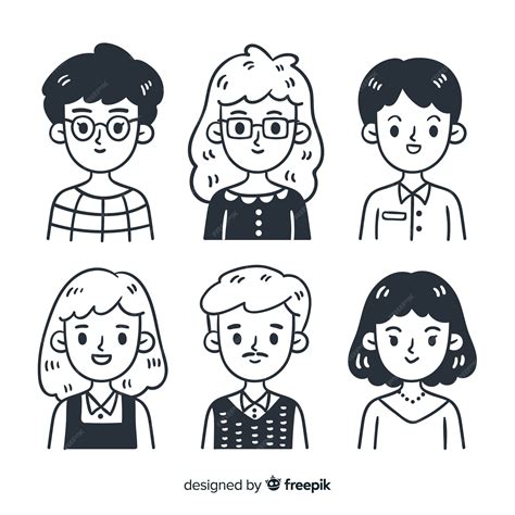손으로 그린 사람들 아바타 모음 무료 벡터