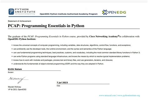 Kirthi Nalam On Linkedin Ciscocertified Python Networkautomation Programming Certification