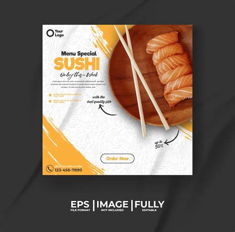 음식 패턴 배경으로 스시 일식 메뉴 템플릿 프리미엄 벡터